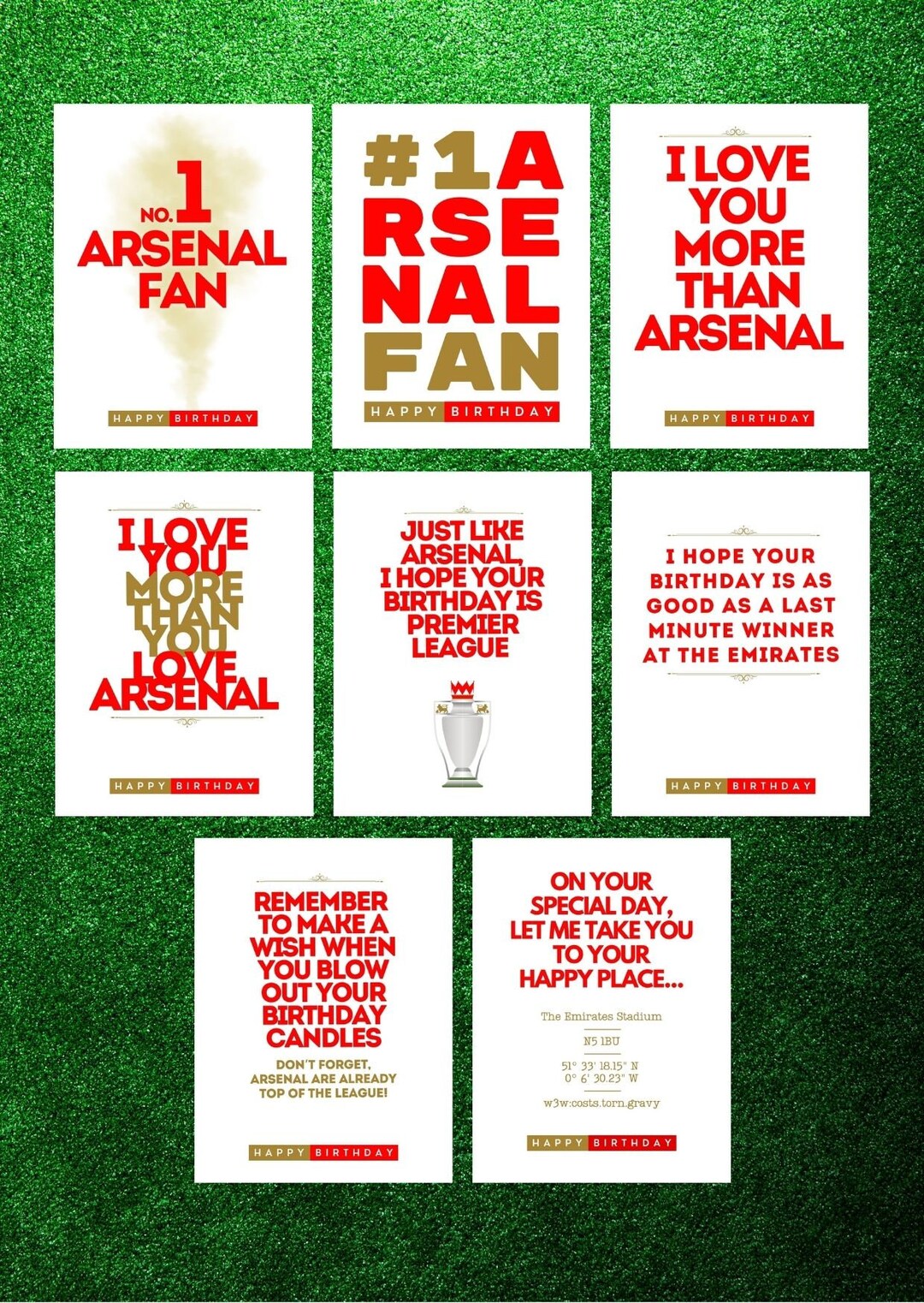Arsenal Football Club Birthday Card (choose From 8 Designs), Football ...