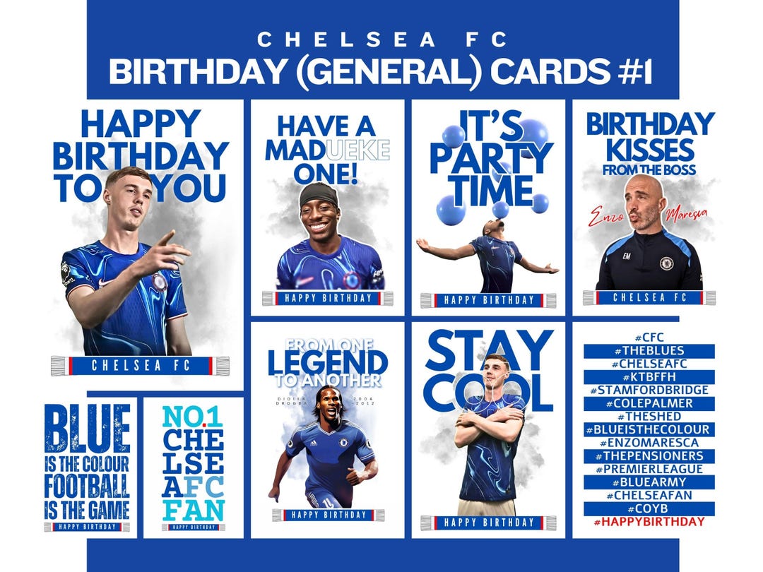 Chelsea FC | BIRTHDAY (general) #1 Cards | A6 | Choose From 9 Unique ...