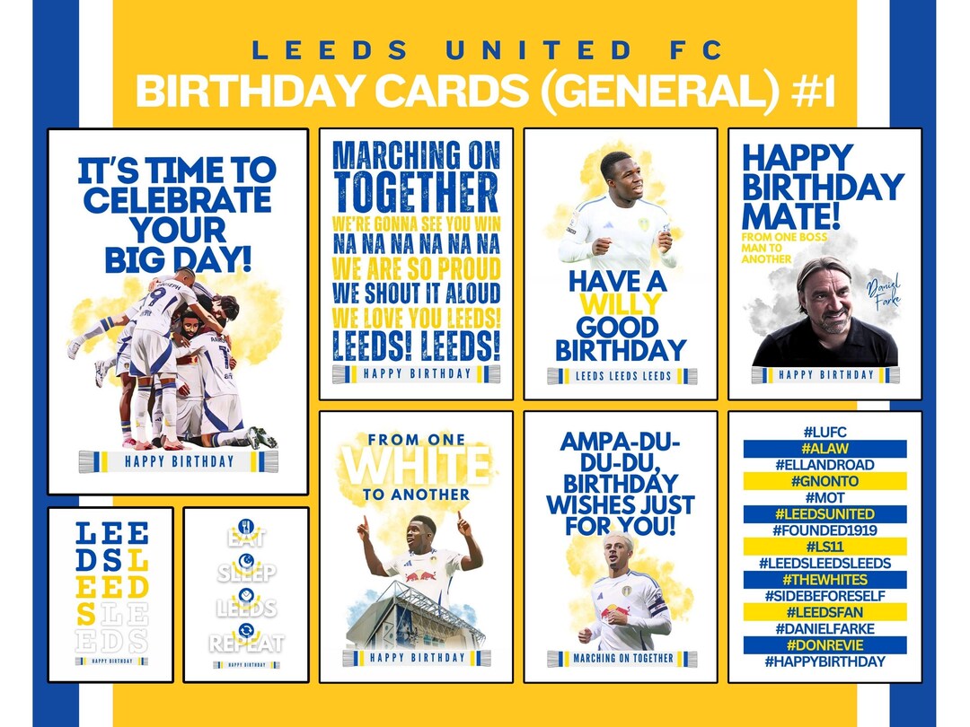 Leeds United FC | BIRTHDAY Cards #1 | A6 | Choose From 9 Unique ...