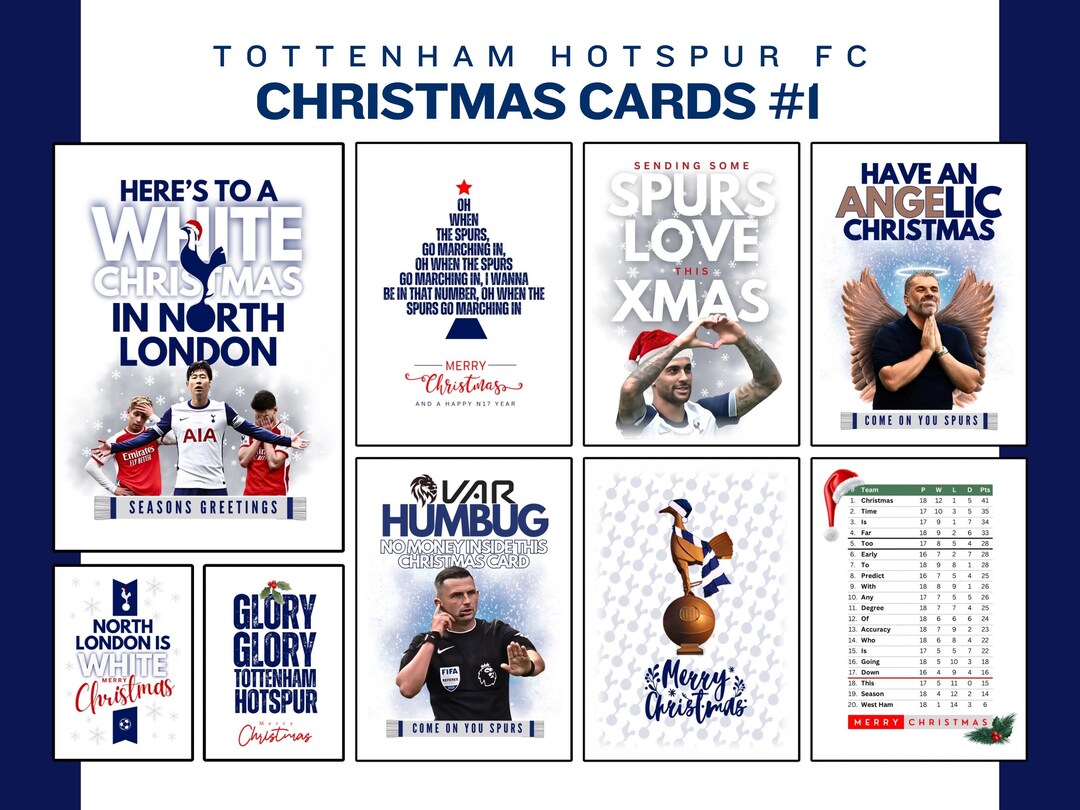 Tottenham Hotspur FC | CHRISTMAS Cards #1 | A6 | Choose From 9 Unique ...