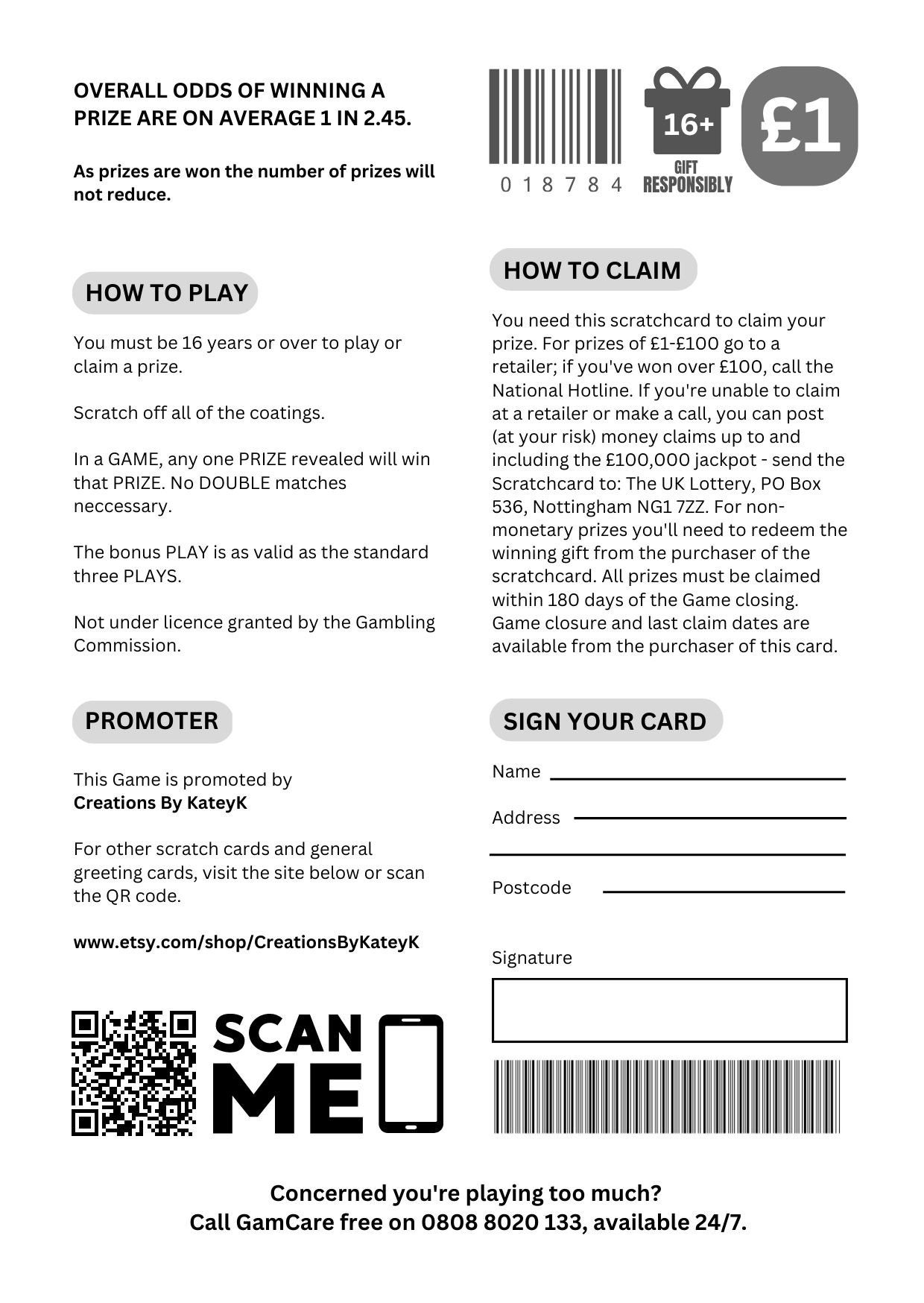 Fun Realistic Novelty Scratch Card for Him/husband/boyfriend ...