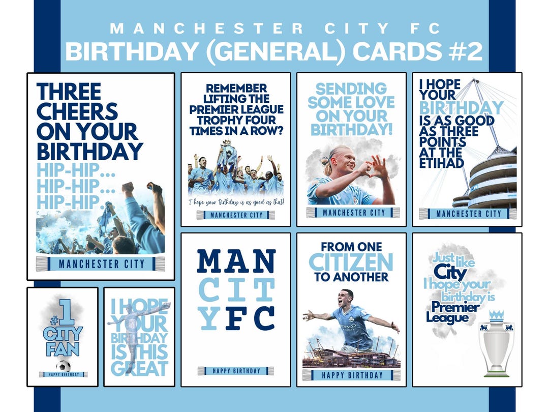 Manchester City FC BIRTHDAY Greeting Cards #2 | A6 Cards | Choose From ...