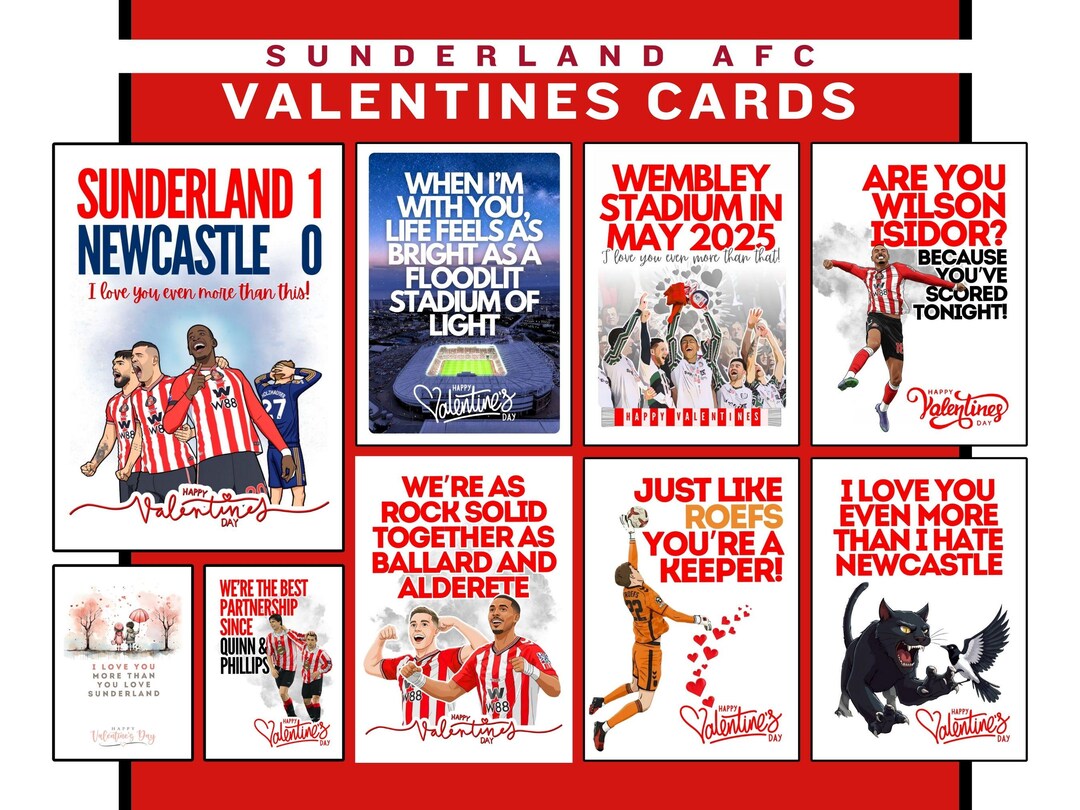 Sunderland Valentine's Day Cards | A6 | Choose From 11 Designs - Etsy UK