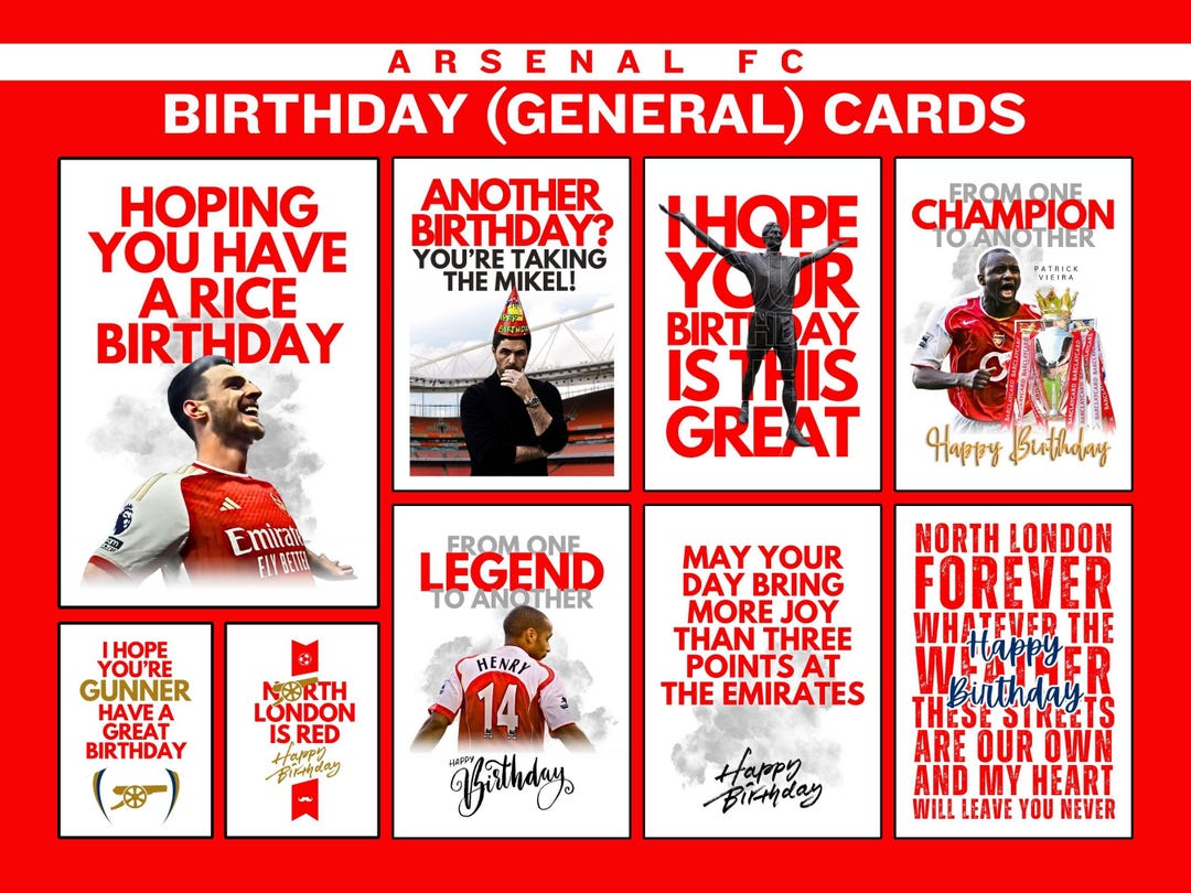 Arsenal FC BIRTHDAY (general) Greeting Cards | A6 Cards | Choose From 9 ...