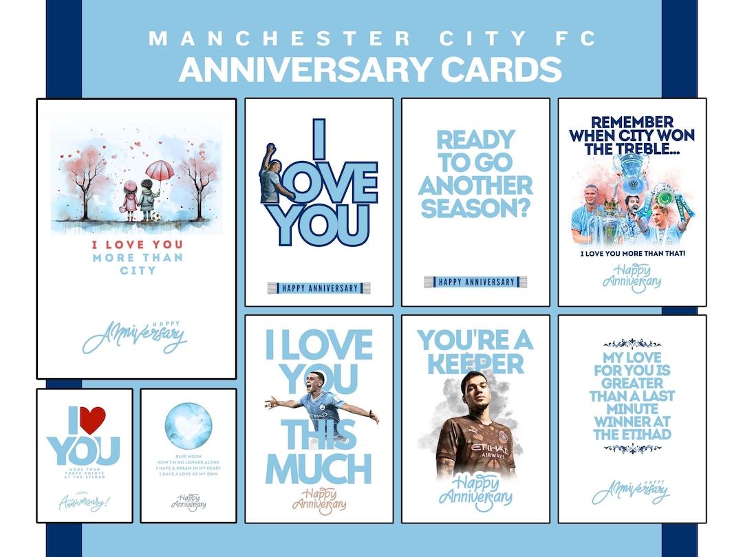 Manchester City FC ANNIVERSARY Greeting Cards | A6 Cards | Choose From ...