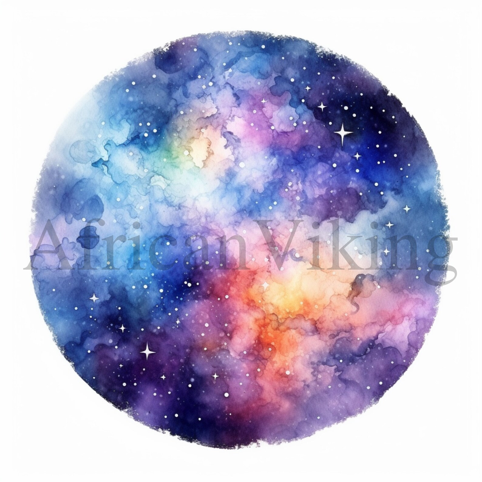Watercolor Galaxy Backgrounds | Nebula Space Textures (digital Download ...