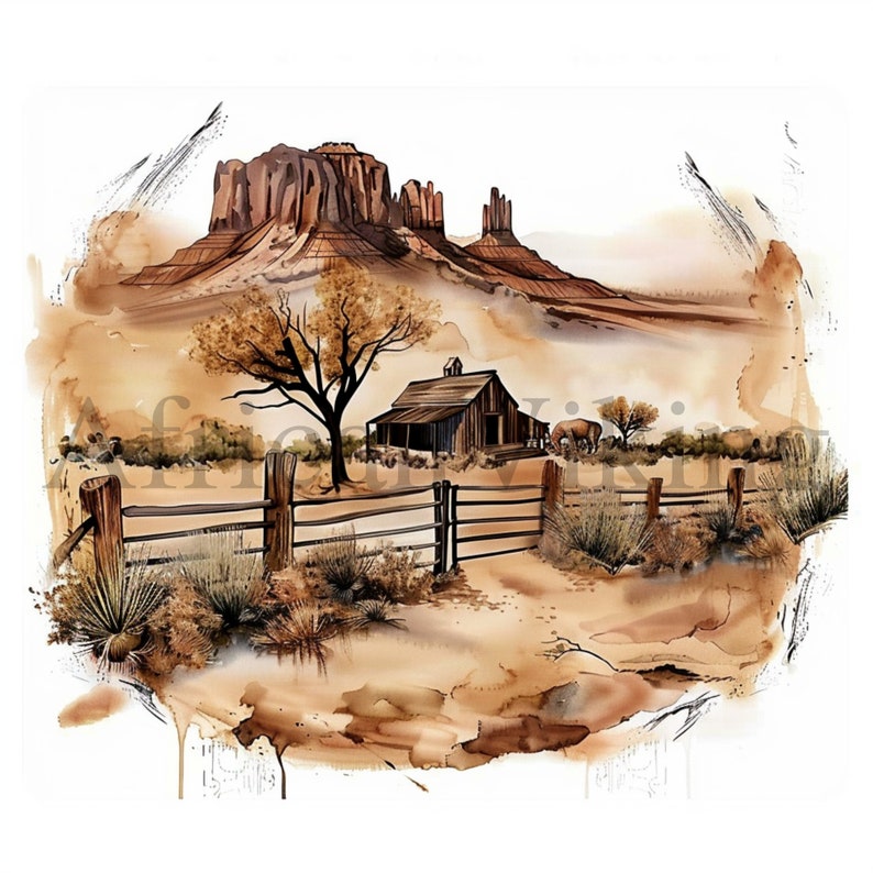 Old West Landscape Clipart 10 High Quality Jpgs Digital Download Mixed ...