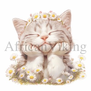 Floral Cats Clipart | 10 High Quality Jpgs | Digital Download | Card ...