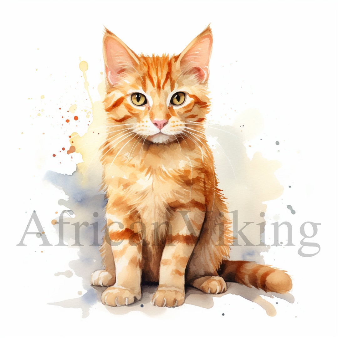 Ginger Cat Clipart | Watercolor Kitten Art (digital Download) - Etsy