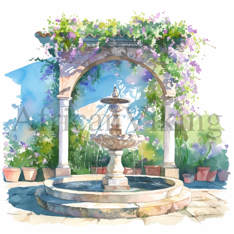 Cloister Fountains Clipart | 10 High Quality Jpgs | Digital Download ...