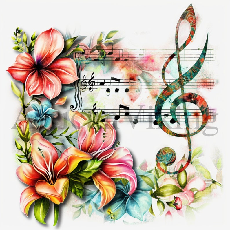 Watercolor Music Notes Clipart 10 High Quality Jpgs Digital Download ...