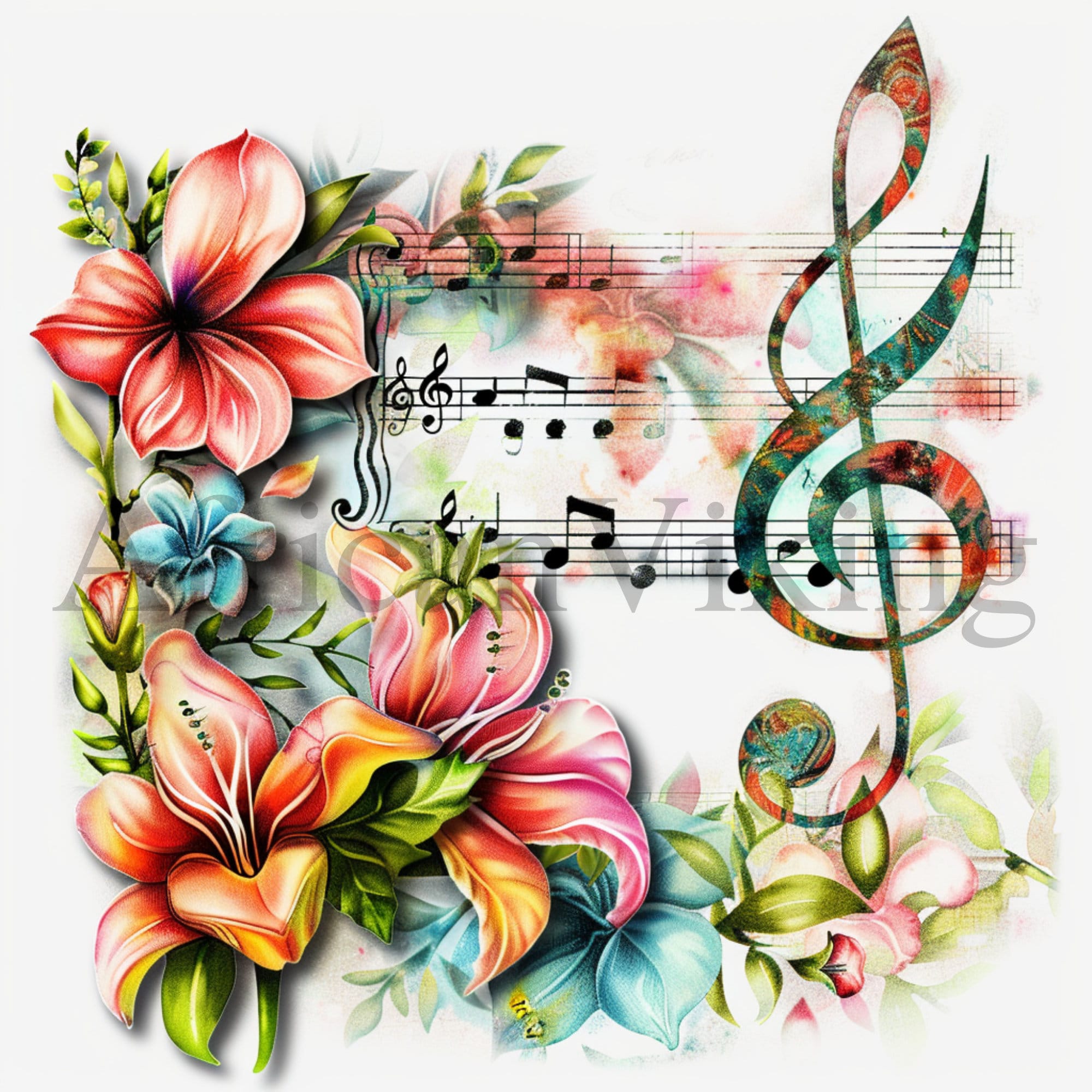 Watercolor Music Notes Clipart 10 High Quality Jpgs Digital Download ...