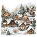 Watercolor Winter Village Clipart | Holiday JPG Images (digital ...