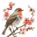 Robin Bird Spring Blossom Clipart | Nursery Art (digital Download) - Etsy