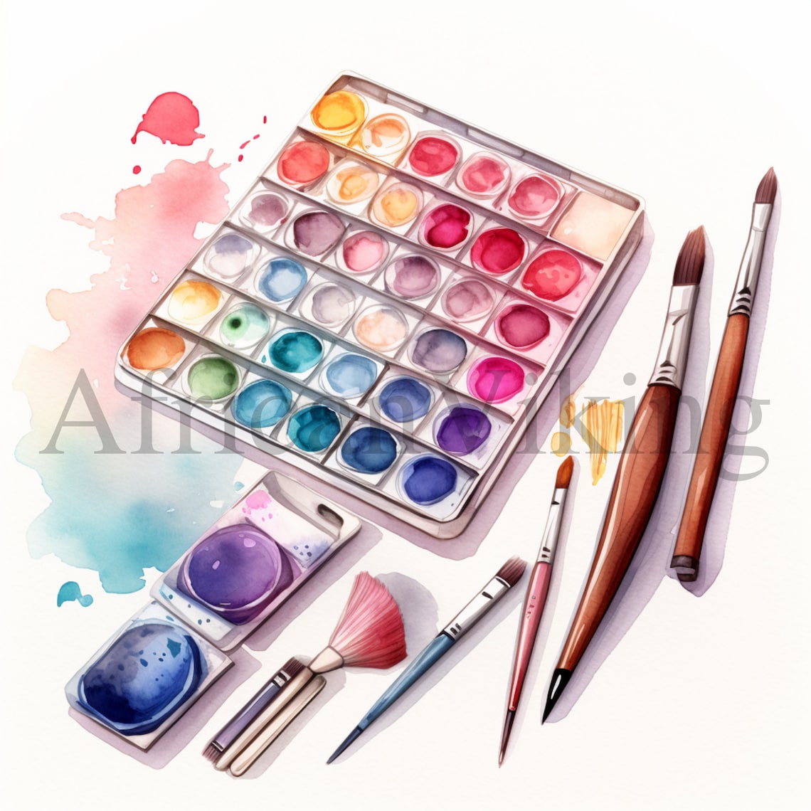 Watercolor Paint Brushes Clipart 10 High Quality Jpgs Digital Download ...