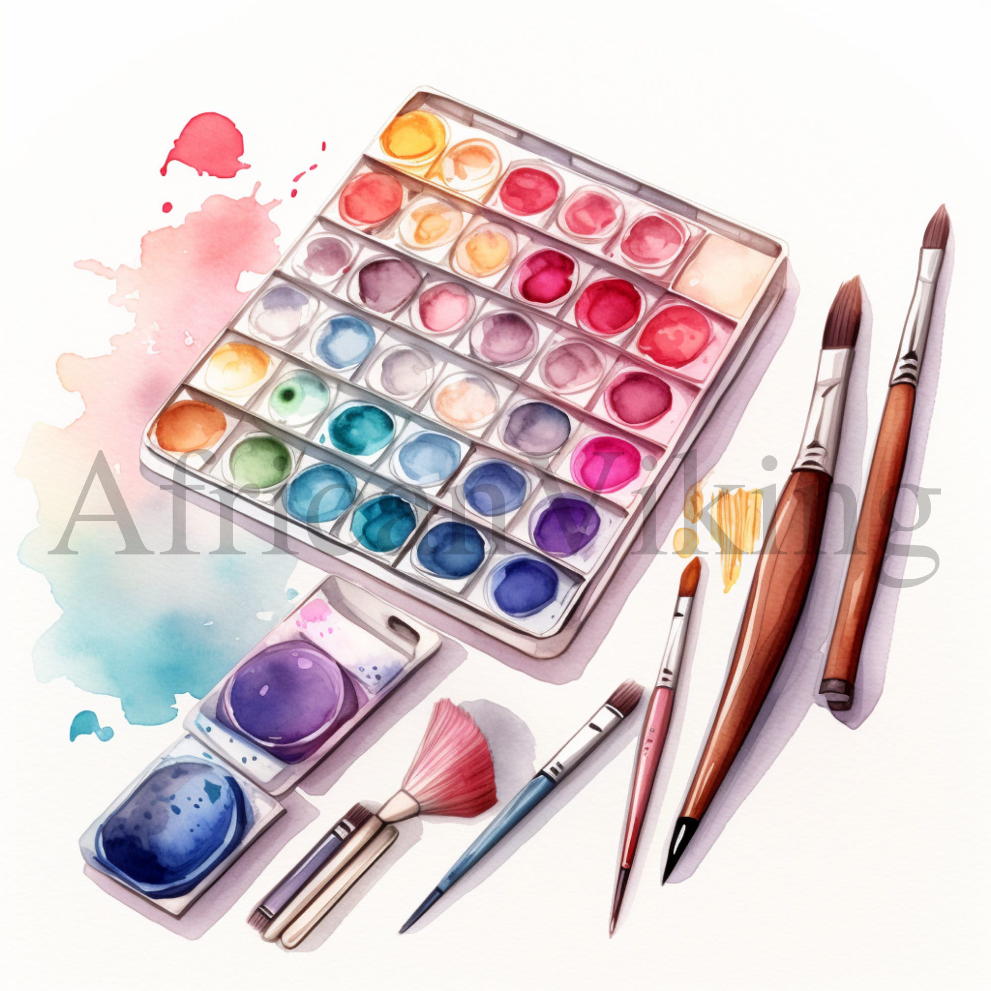Watercolor Paint Brushes Clipart 10 High Quality Jpgs Digital Download ...