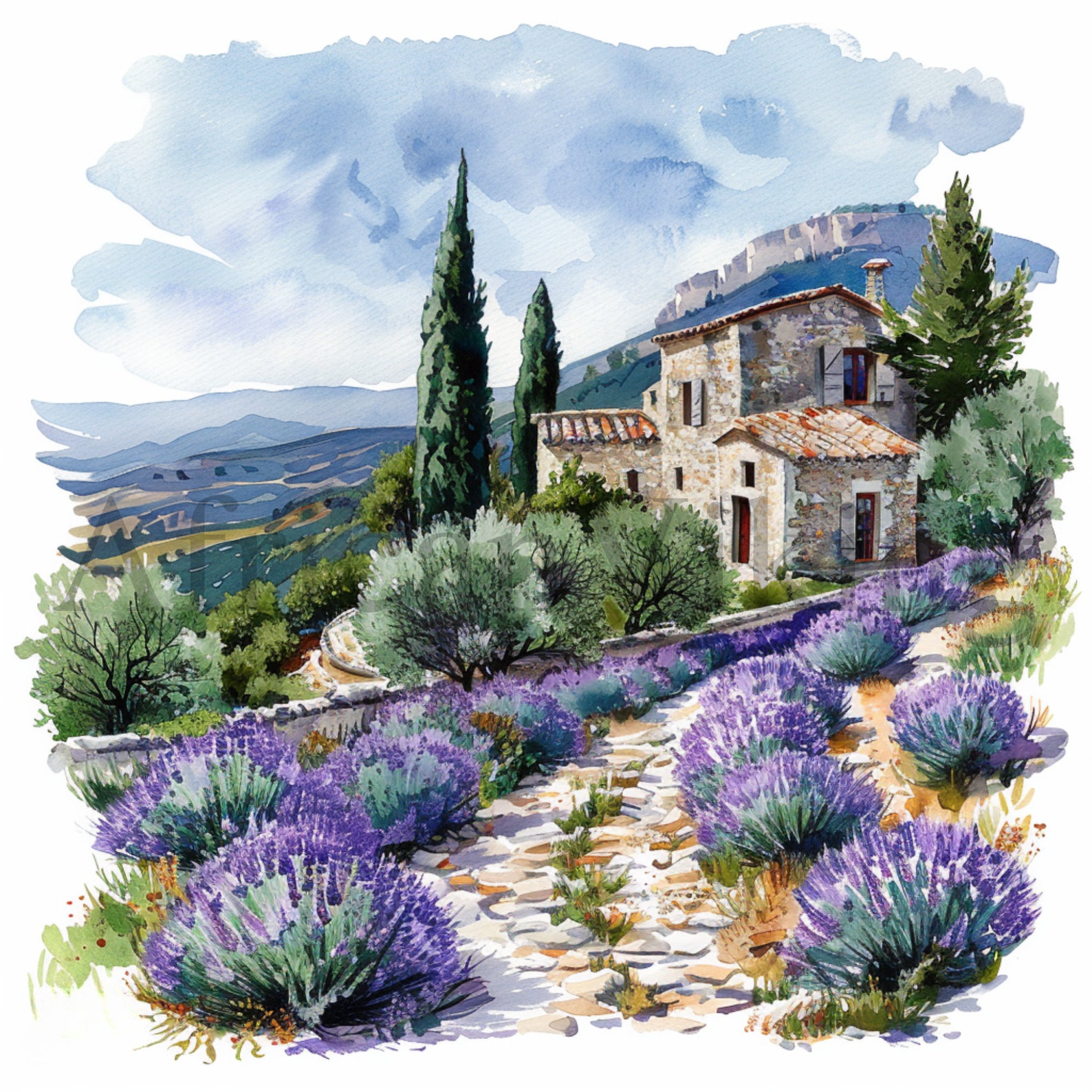 Provence Landscape Clipart | 10 High Quality Jpgs | Digital Download ...