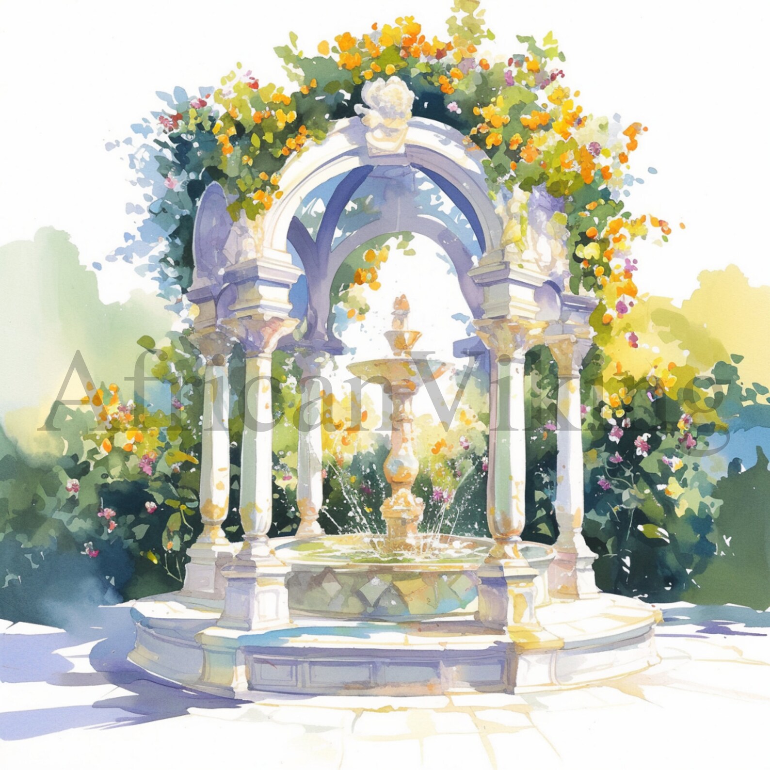 Cloister Fountains Clipart 10 High Quality Jpgs Digital Download ...