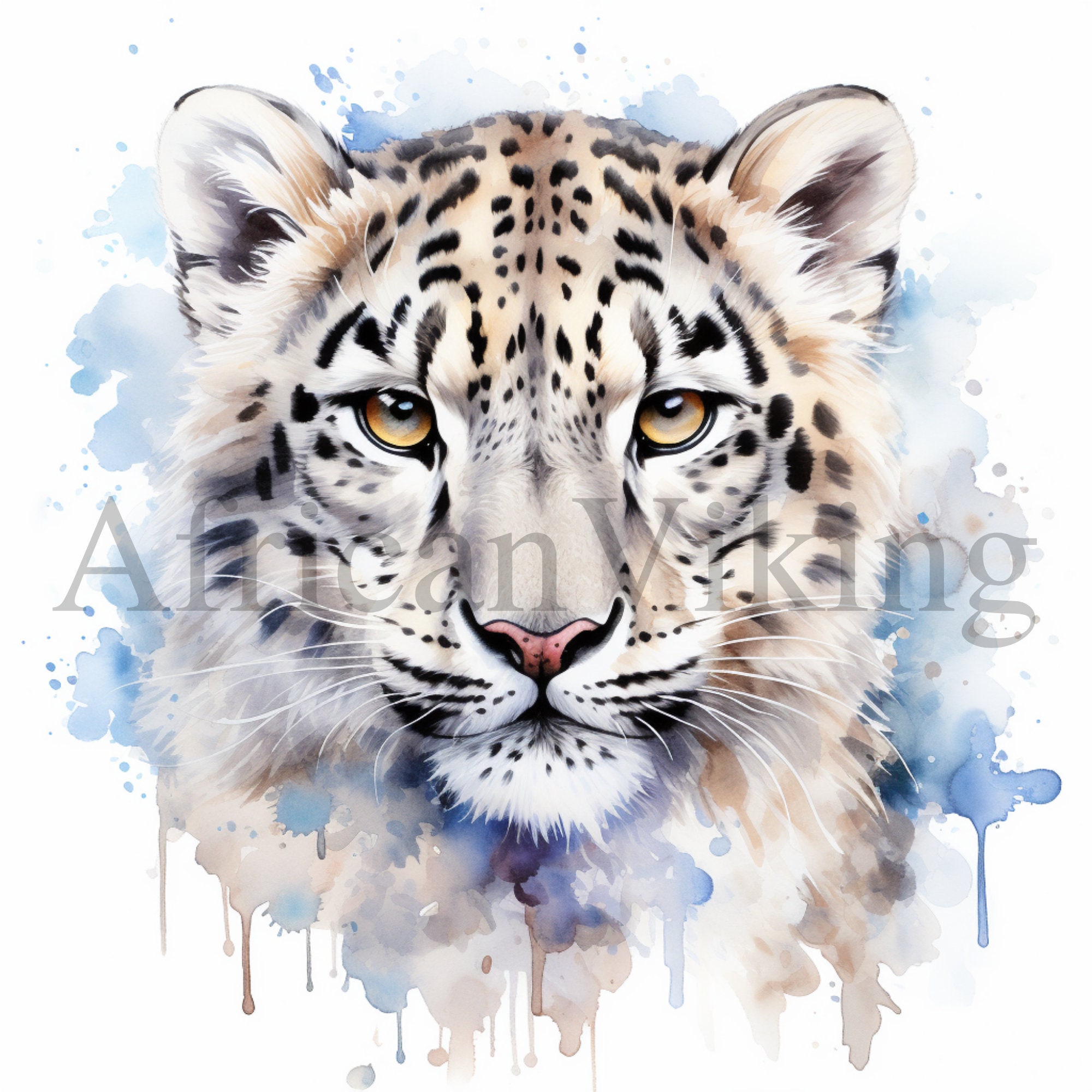 Snow Leopard Clipart 10 High Quality Jpgs Digital Download Card Making ...