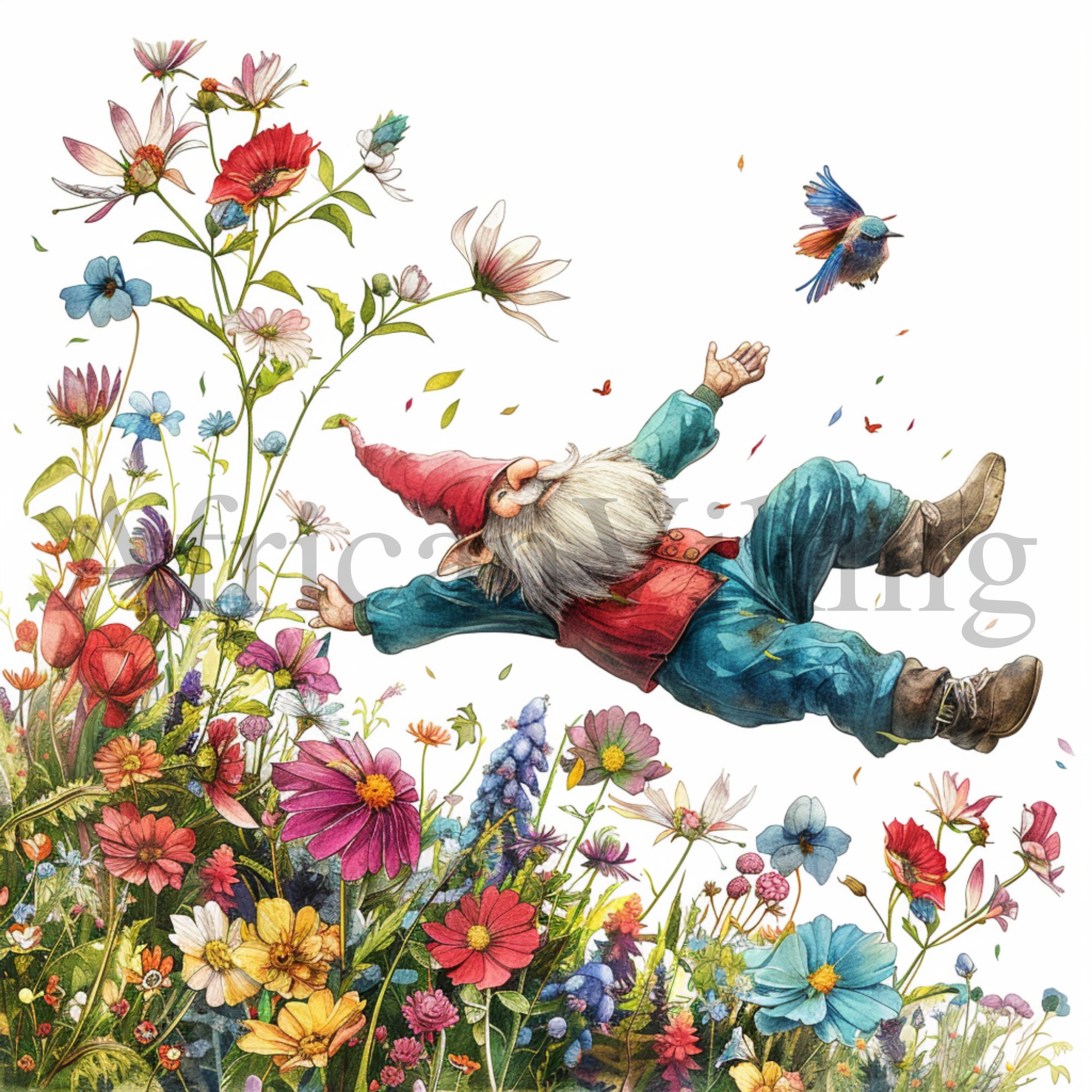 Flying Gnomes Clipart 10 High Quality Pngs Digital Download Card Making ...