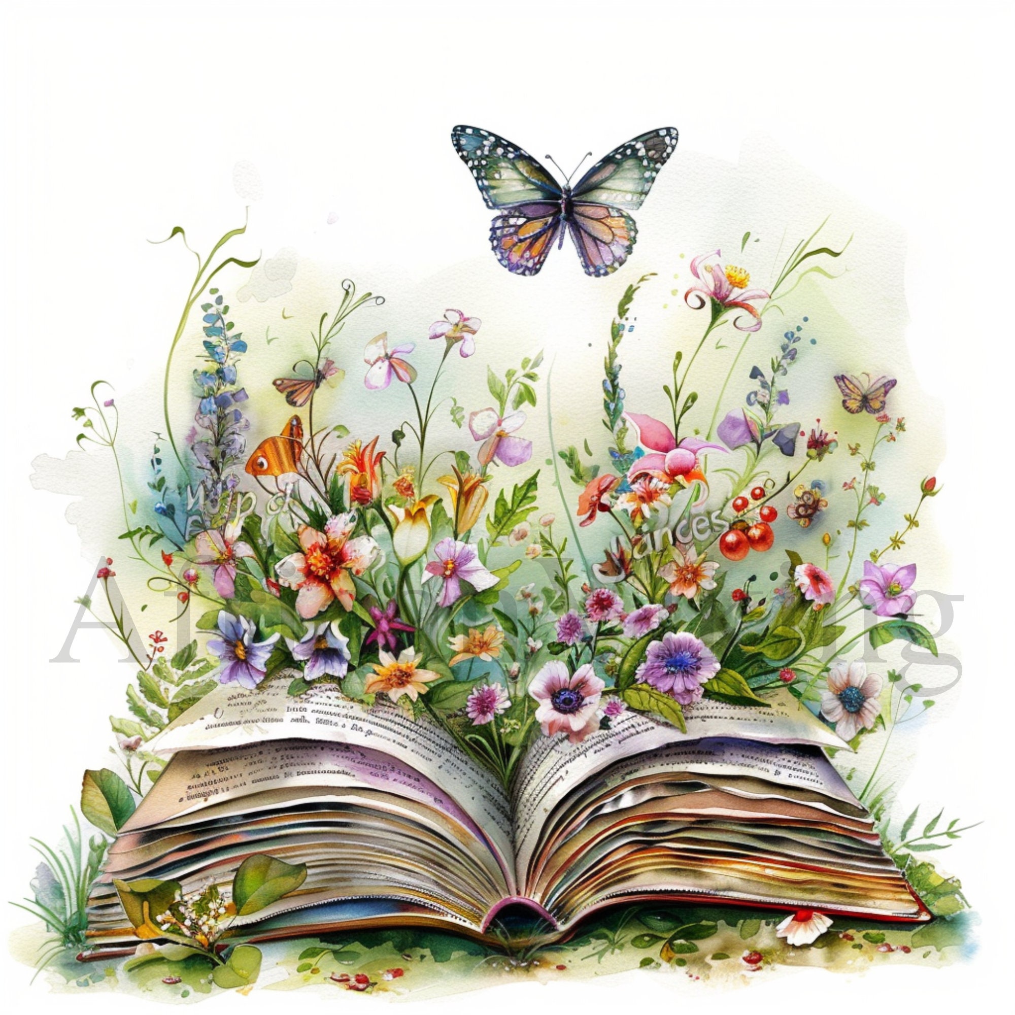 Floral Books Clipart | Watercolor Flower Book Art (digital Download) - Etsy