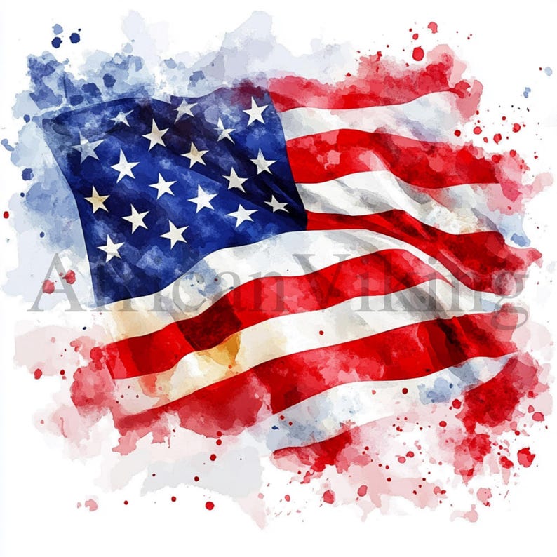 Watercolor American Flag Clipart 10 High Quality Jpgs Digital Download ...