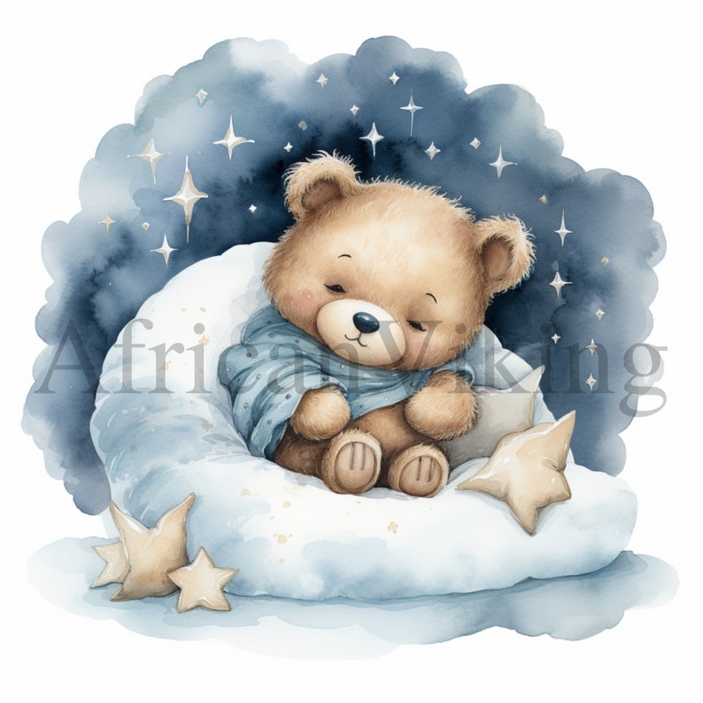 Sleeping Teddy Bears Clipart 10 High Quality Jpgs Digital Download ...