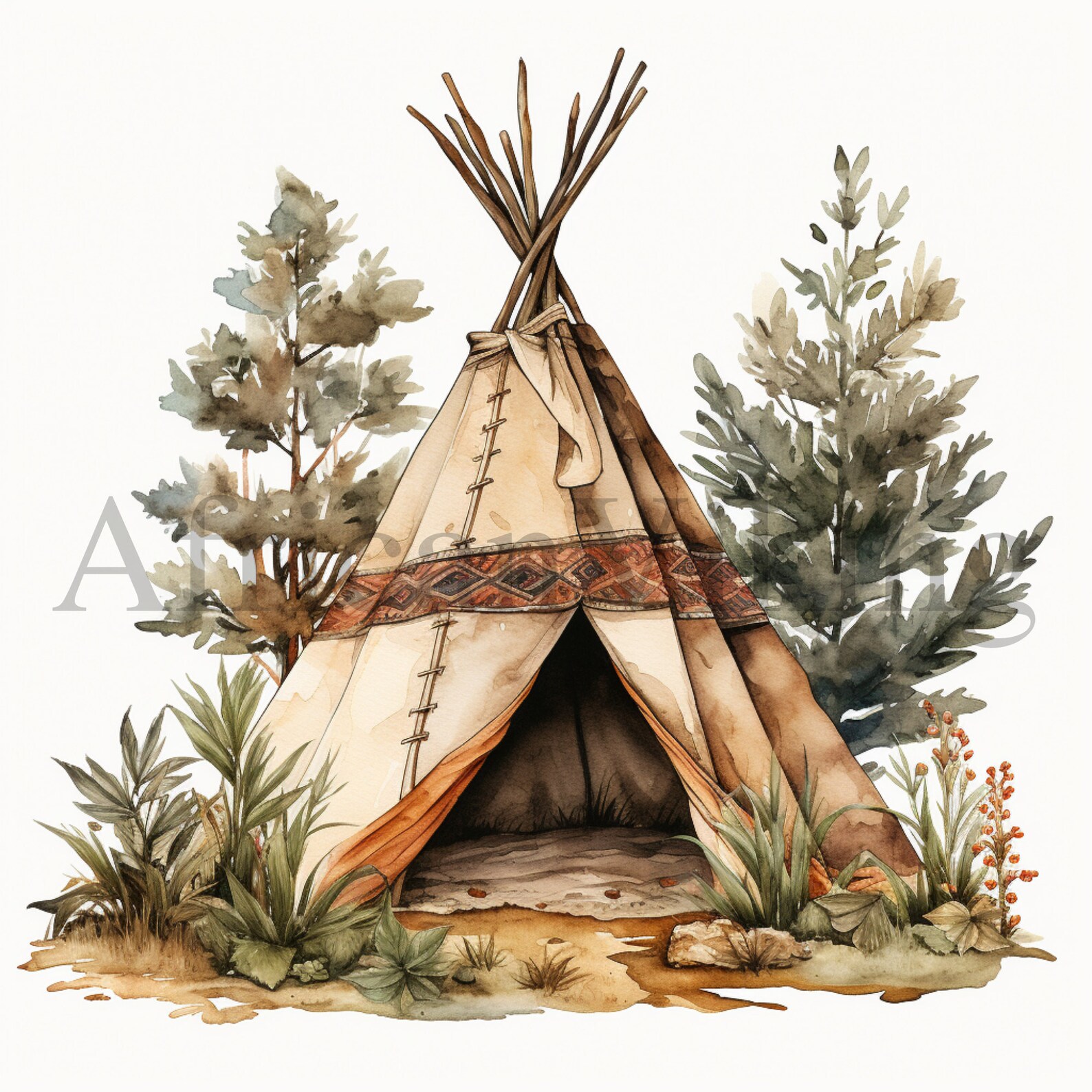 Native American Tent Clipart 10 High Quality Jpgs Digital Download Card ...