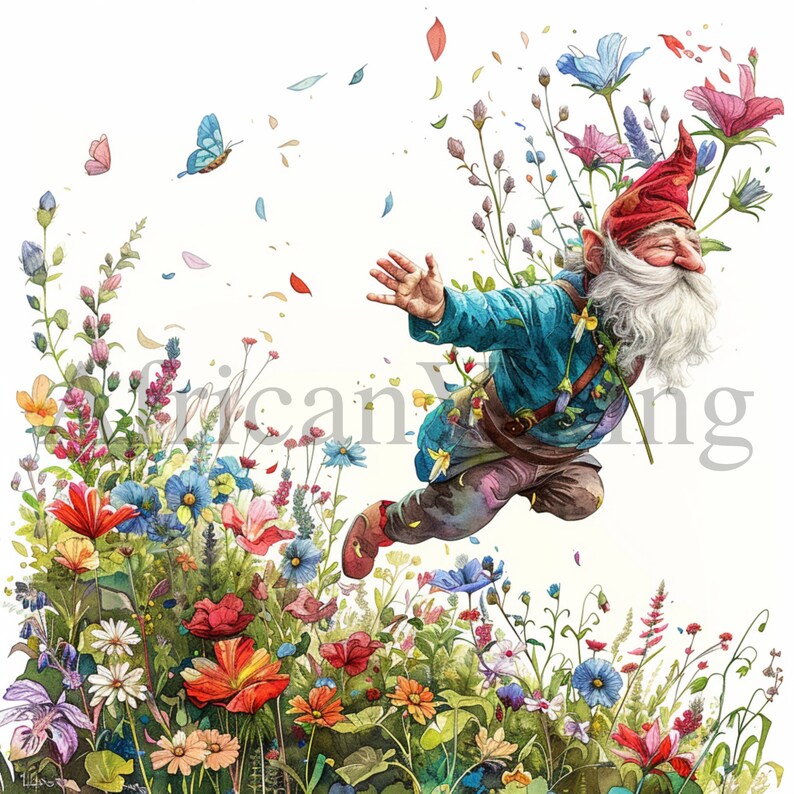 Flying Gnomes Clipart 10 High Quality Pngs Digital Download Card Making ...