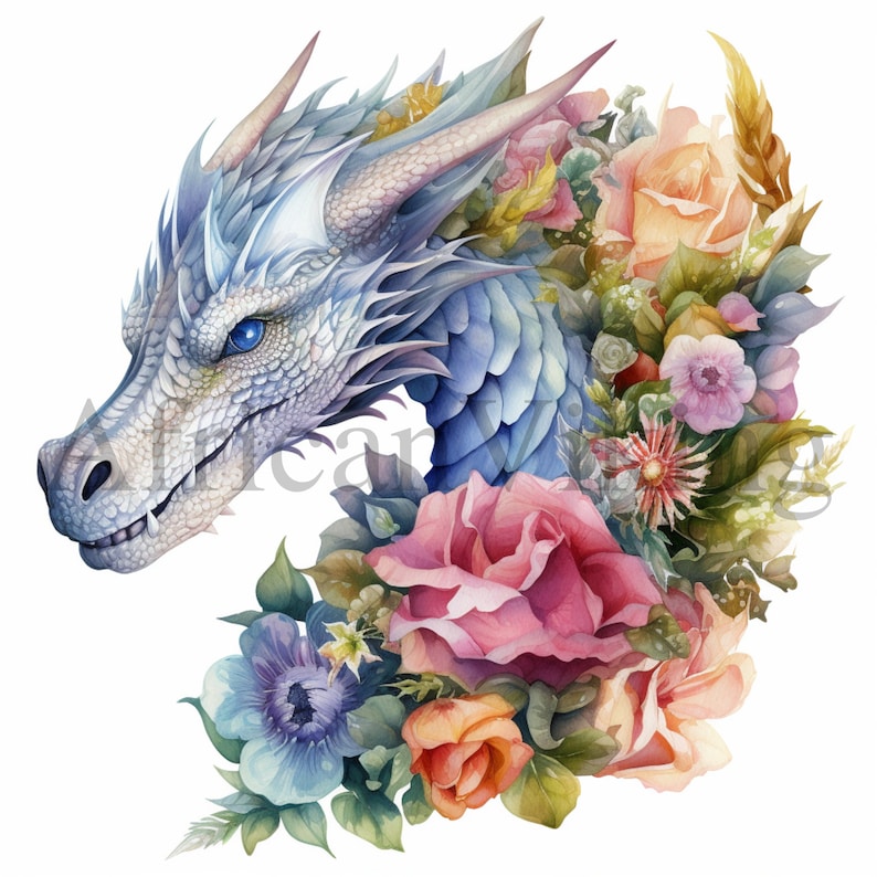 Floral Dragons Clipart 10 High Quality Jpgs Digital Download Card ...