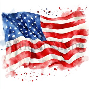 Watercolor American Flag Clipart 10 High Quality Jpgs Digital Download ...