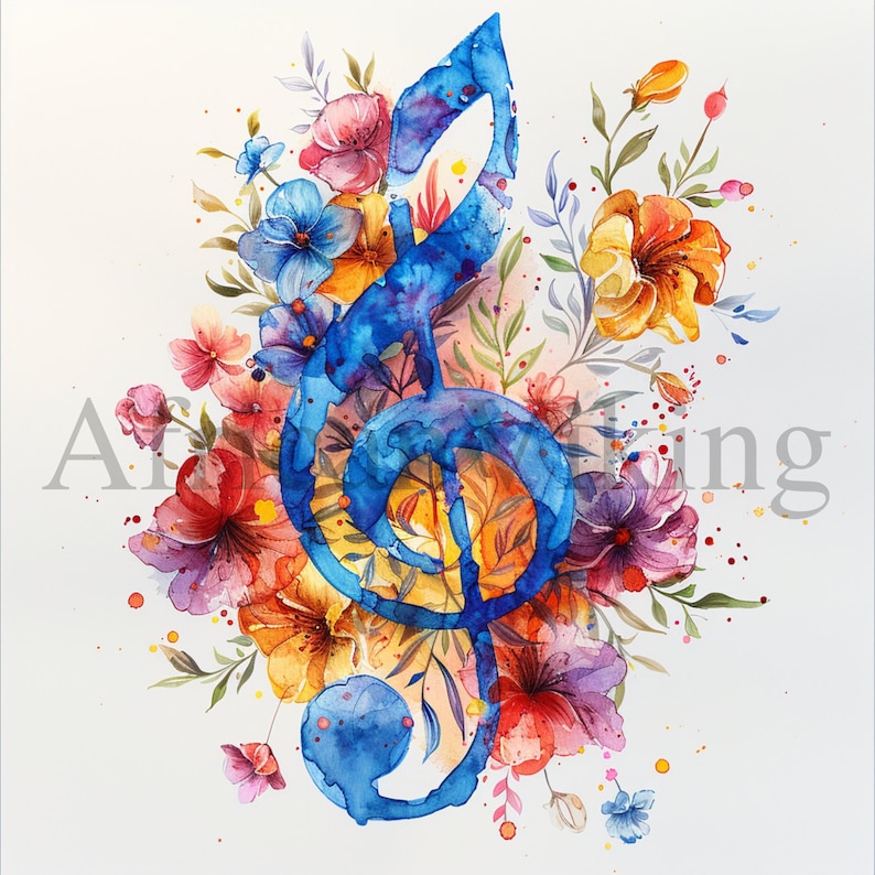Watercolor Music Notes Clipart 10 High Quality Jpgs Digital Download ...