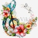 Watercolor Music Notes Clipart | Floral Treble Clef (digital Download ...