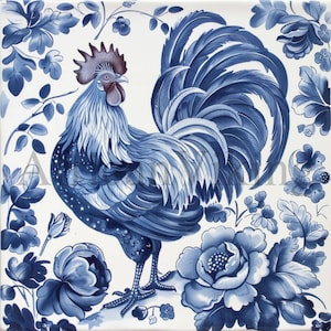 Blue Delft Rooster Clipart | 10 High Quality Jpgs | Digital Download ...