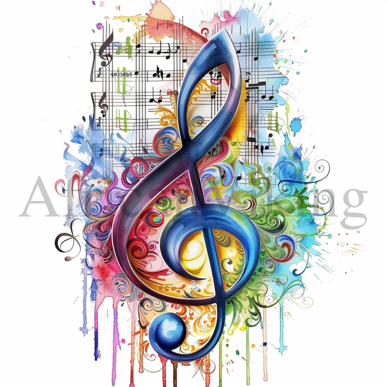 Watercolor Music Notes Clipart | 10 High Quality Jpgs | Digital ...