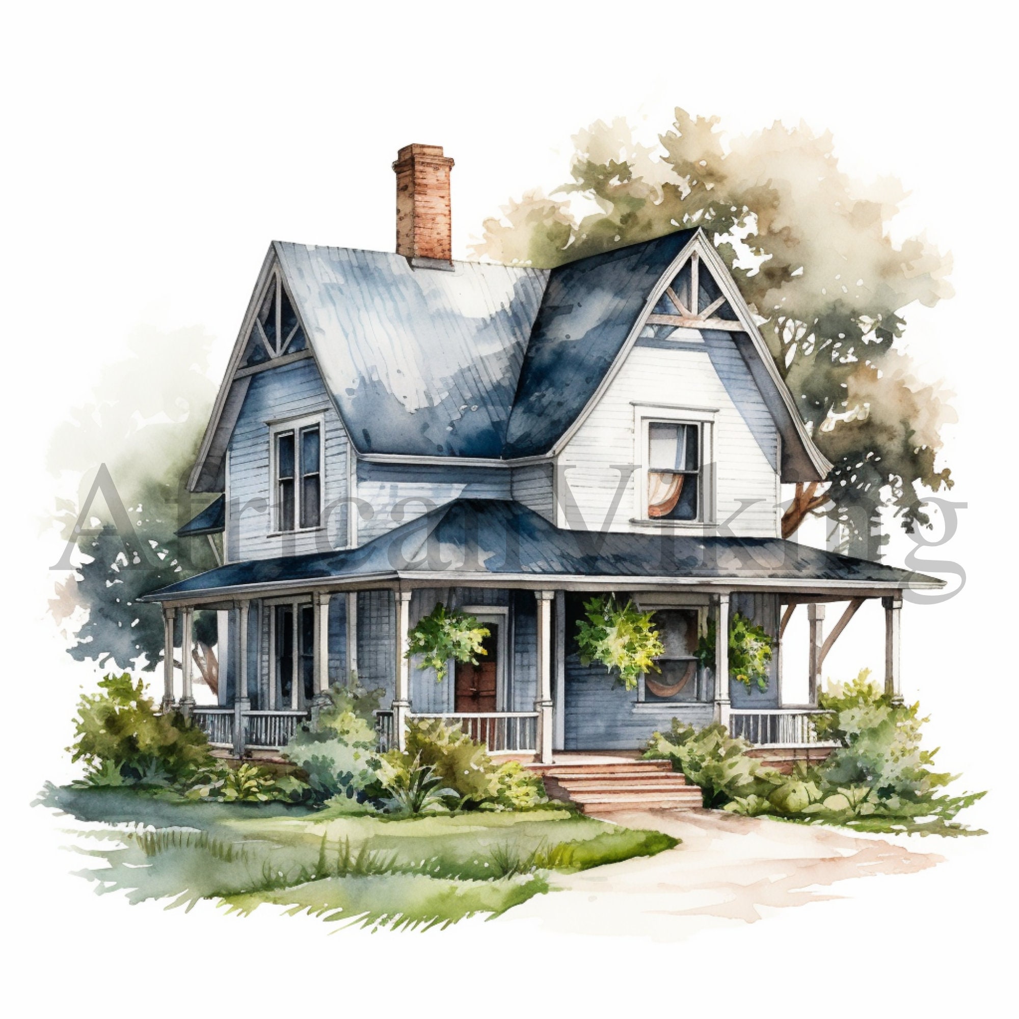 Farmhouse Clipart 10 High Quality Jpgs Digital Download Card Making ...