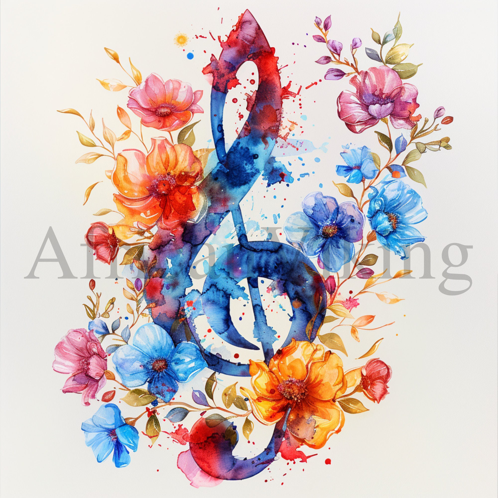 Watercolor Music Notes Clipart | 10 High Quality Jpgs | Digital ...