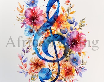 Watercolor Music Notes Clipart 10 High Quality Jpgs Digital Download ...