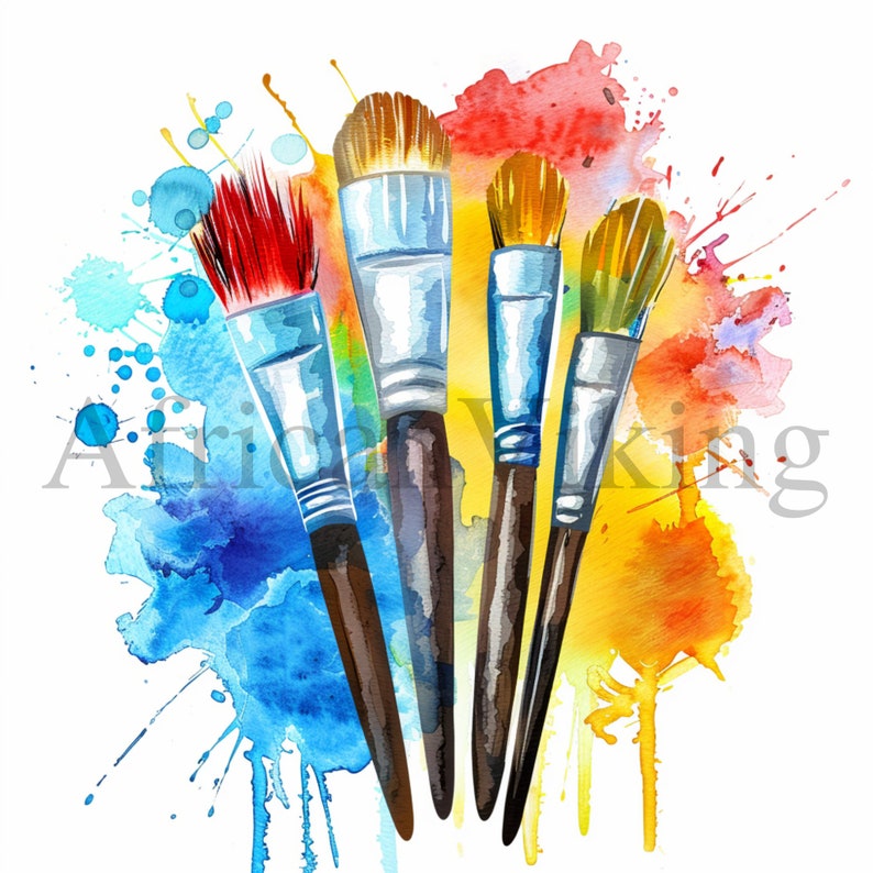 Watercolor Paint Brushes Clipart | 10 High Quality Jpgs | Digital ...