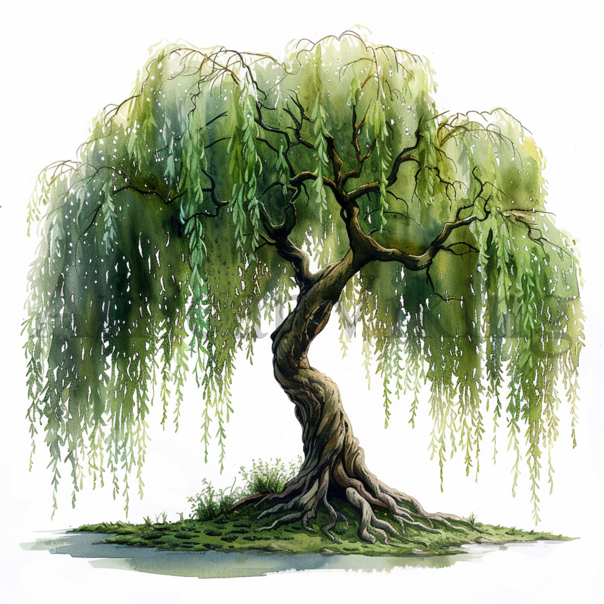 Willow Trees Clipart | 10 High Quality Jpgs | Digital Download | Card ...