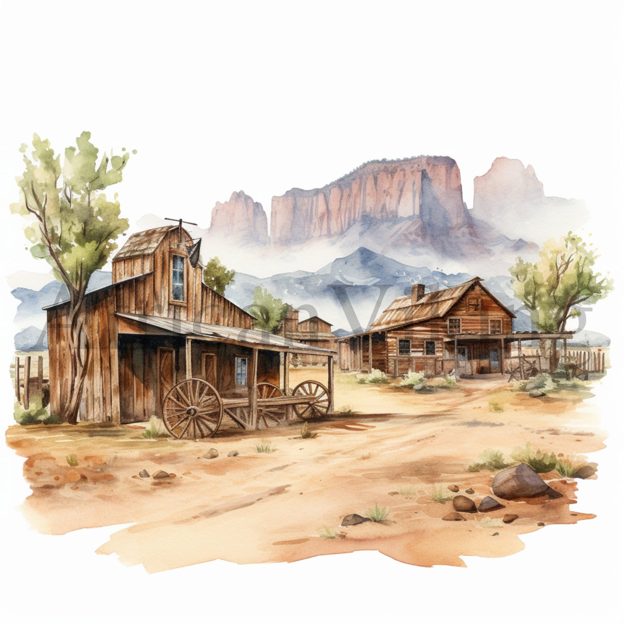 Old West Landscape Clipart | 10 High Quality Jpgs | Digital Download ...