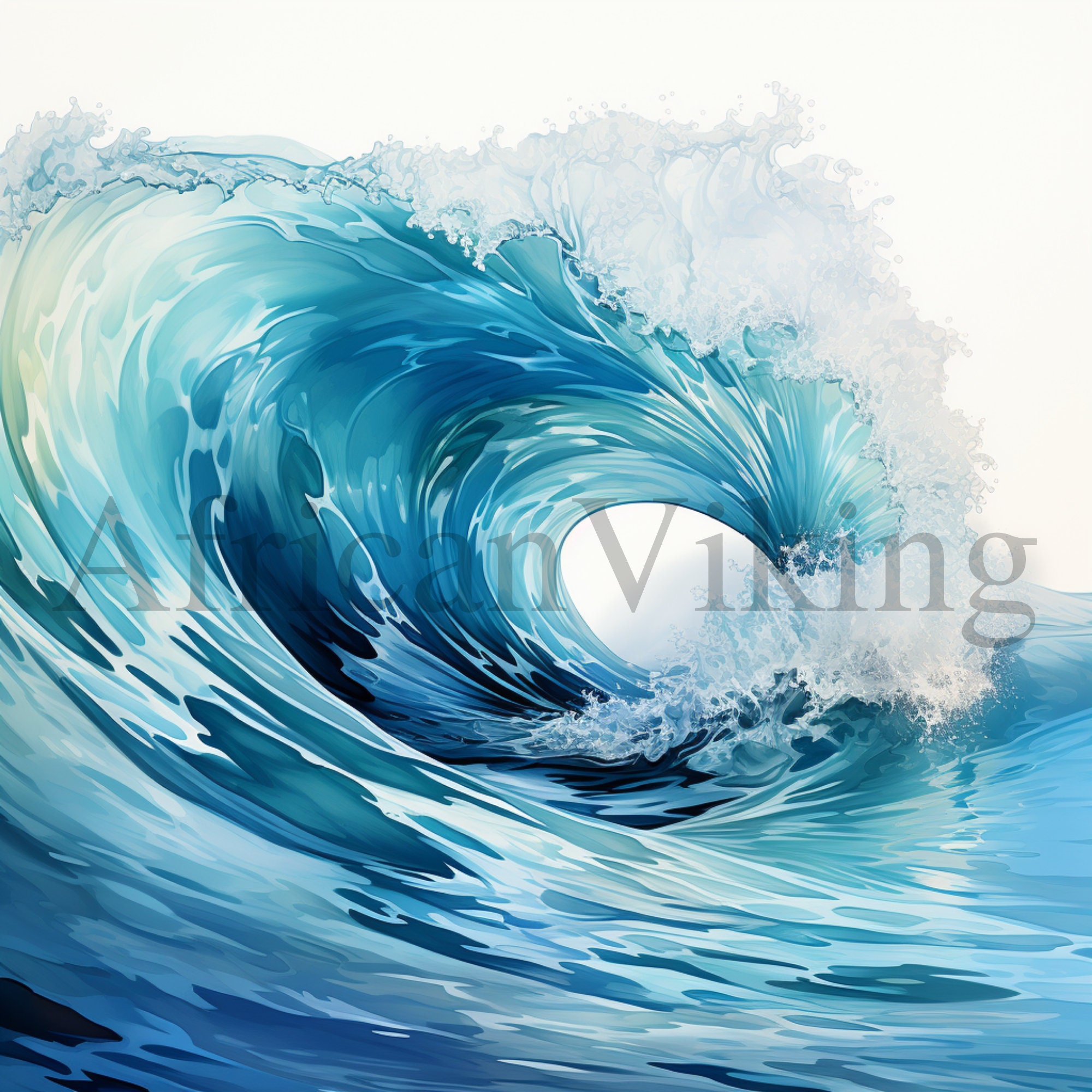 Watercolor Ocean Waves Clipart | 10 High Quality Jpgs | Digital ...