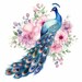 Floral Peacock Clipart | 10 High Quality Jpgs | Nursery Art | Card ...
