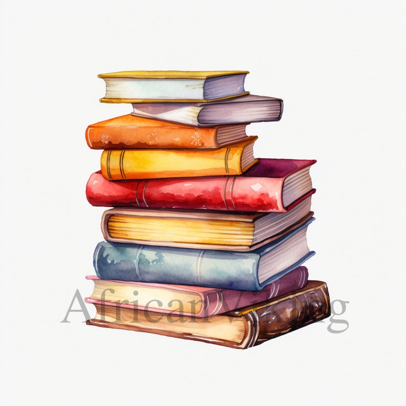 Watercolor Stack of Books Clipart | Nursery Art (digital Download) - Etsy