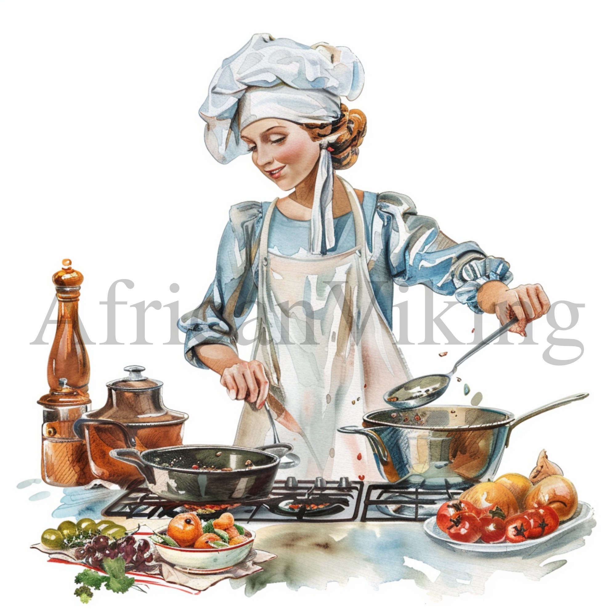 Old Fashioned Cooking Clipart 10 High Quality Jpgs Digital Download ...