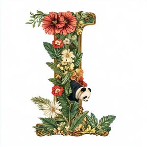 Botanical Letter I Clipart: Floral Alphabet Initial (JPG Files) - Etsy