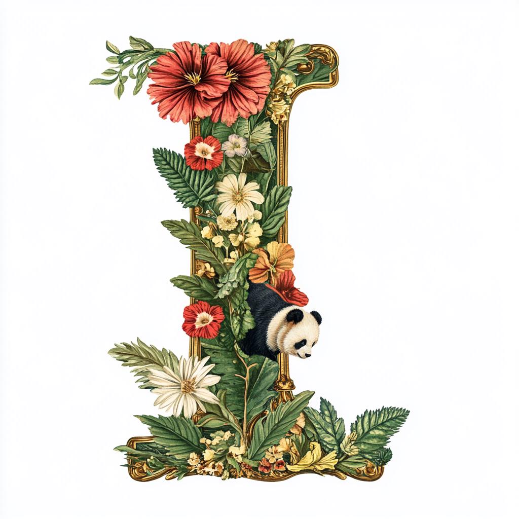 Botanical Letter I Clipart: Floral Alphabet Initial (JPG Files) - Etsy
