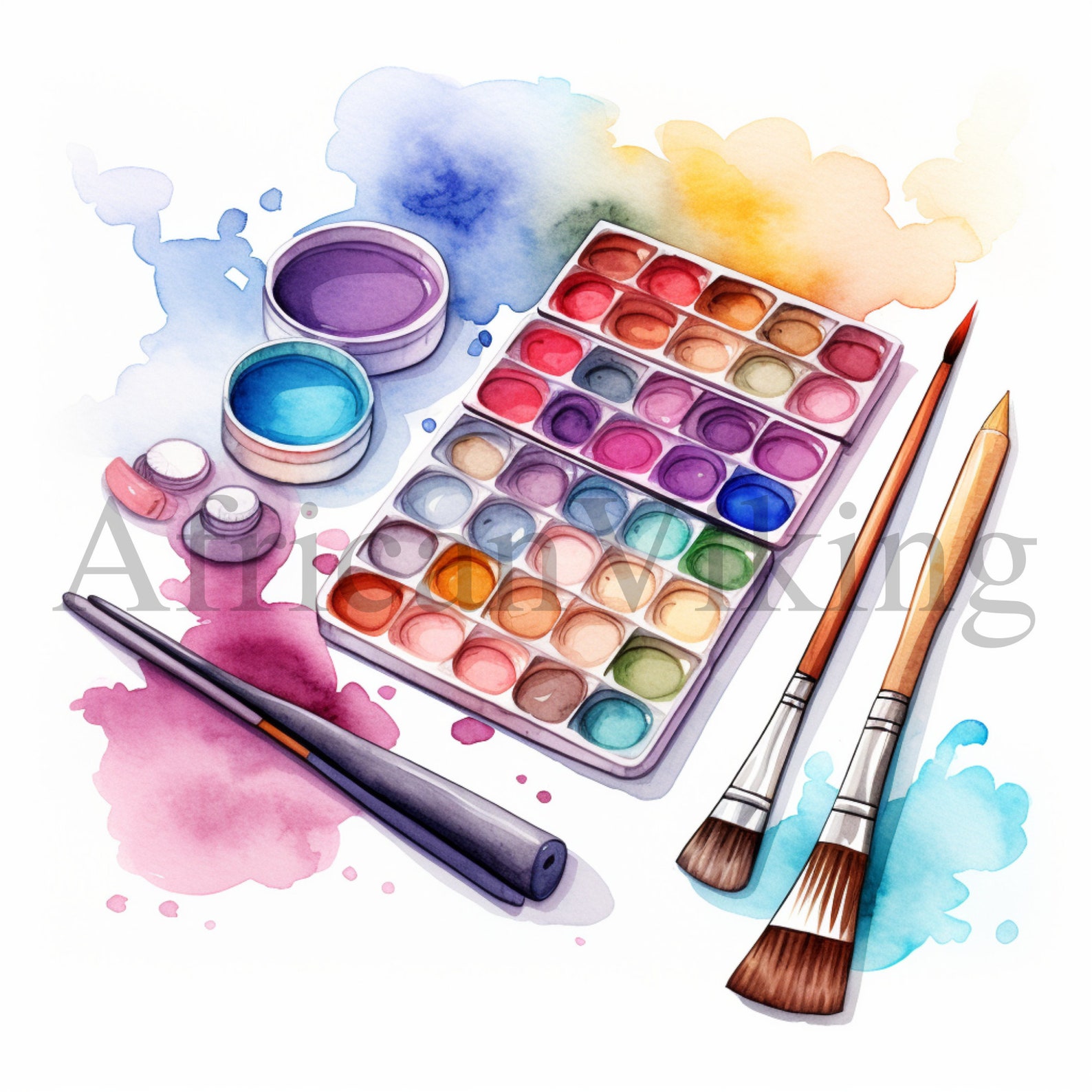 Watercolor Paint Brushes Clipart 10 High Quality Jpgs Digital Download ...