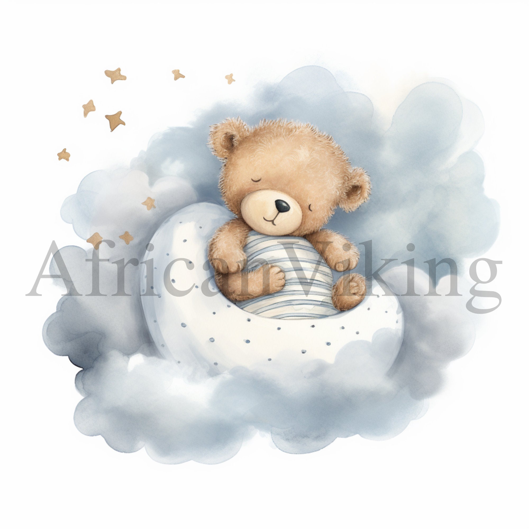 Sleeping Teddy Bears Clipart | 10 High Quality Jpgs | Digital Download ...