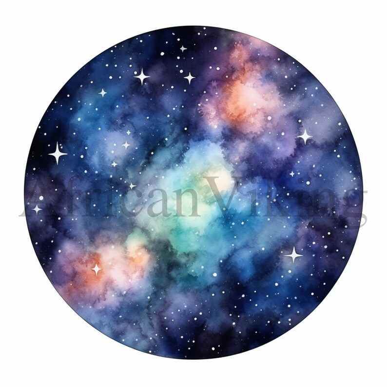 Watercolor Galaxy Backgrounds | Nebula Space Textures (digital Download ...